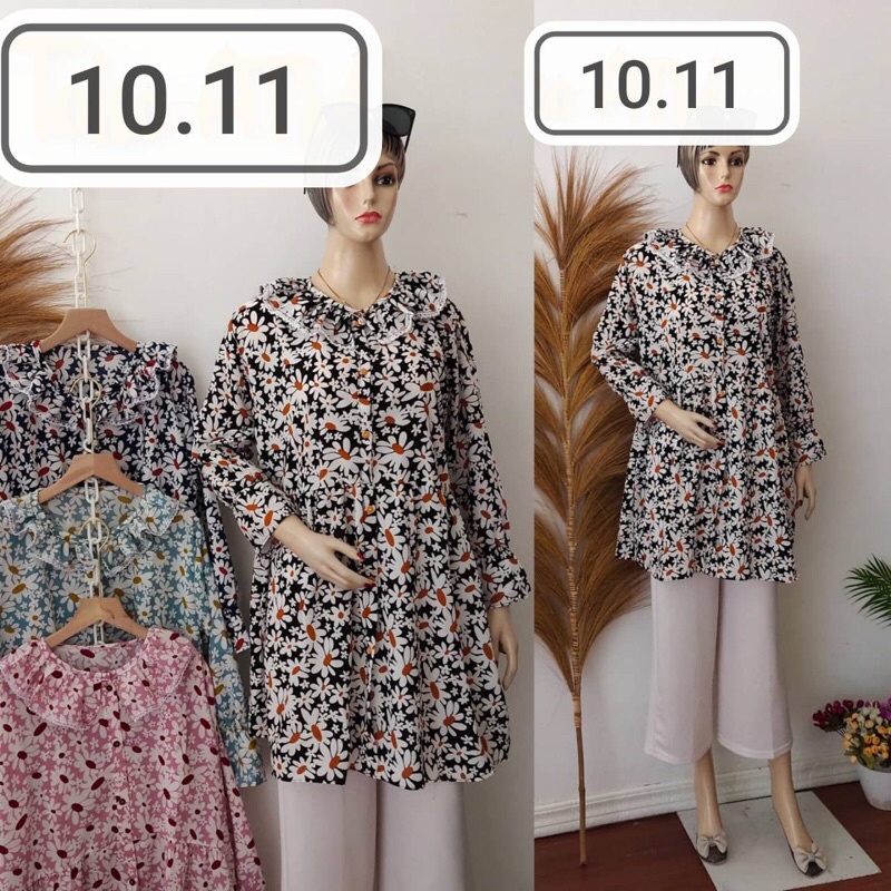 Jual tunik long tunik tunic motif bunga daisy vintage viral kekinian ...