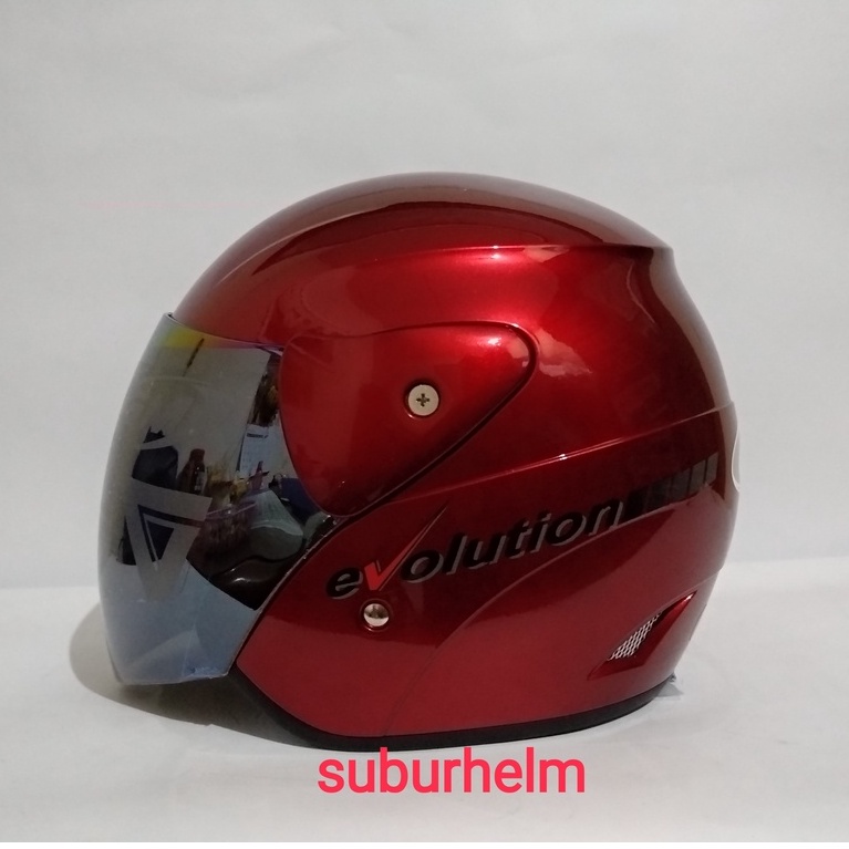 Jual HELM GM EVOLUTION SOLID ROYAL RED, RED DOFF SINGLE VISOR HALF FACE ...
