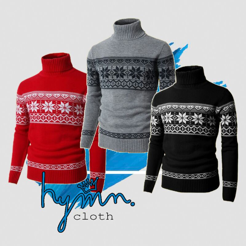 Jual Sweater Turtle Neck Motif Batik / Long Neck Kerah Tinggi Motif ...