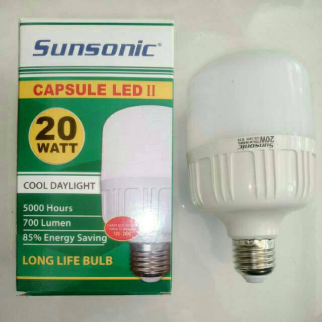 Jual Lampu LED Capsule 20 Watt Putih SUNSONIC Long Life Bulb LED Cool ...