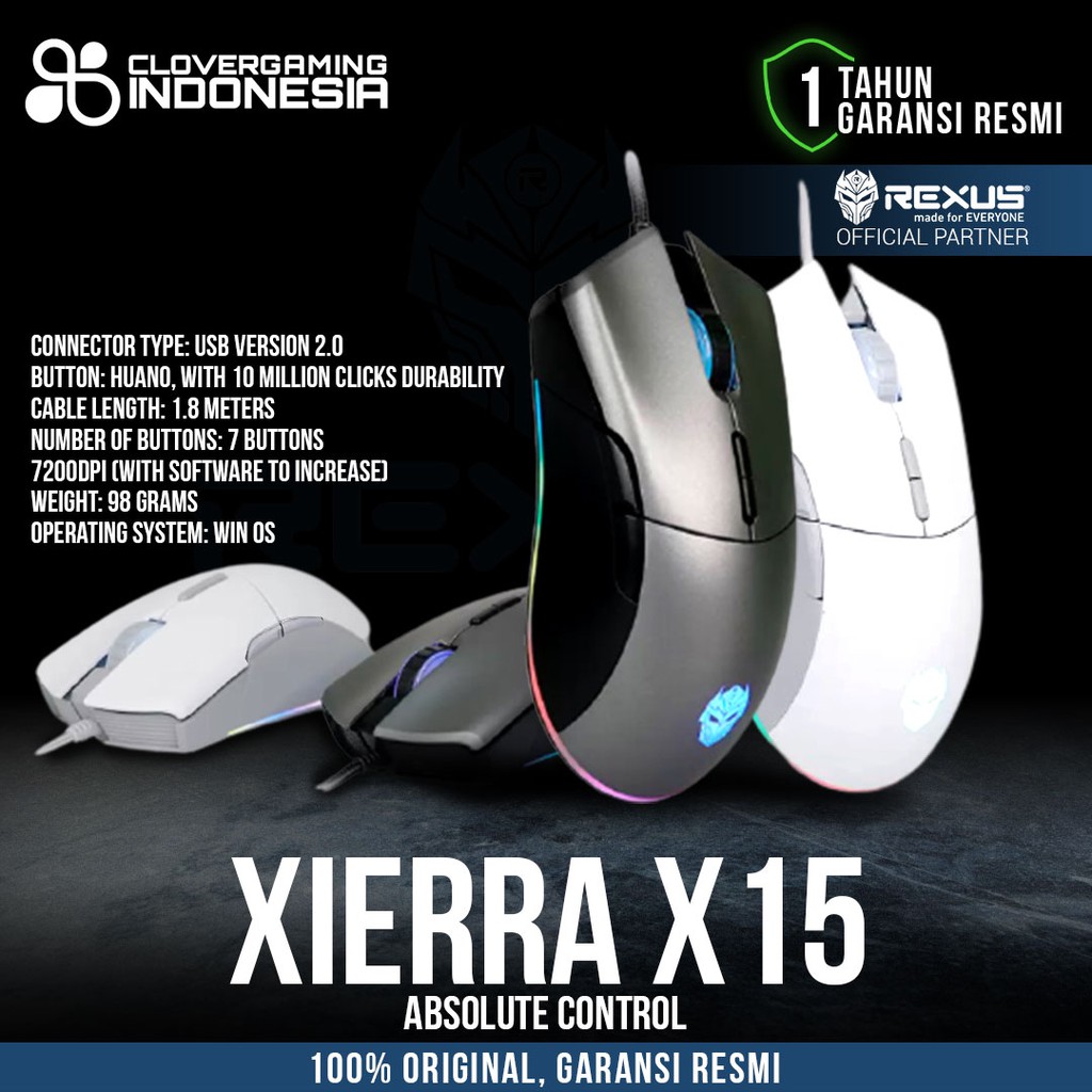 Jual Rexus Xierra X15 RGB Macro Gaming Mouse X-15 X 15 | Shopee Indonesia