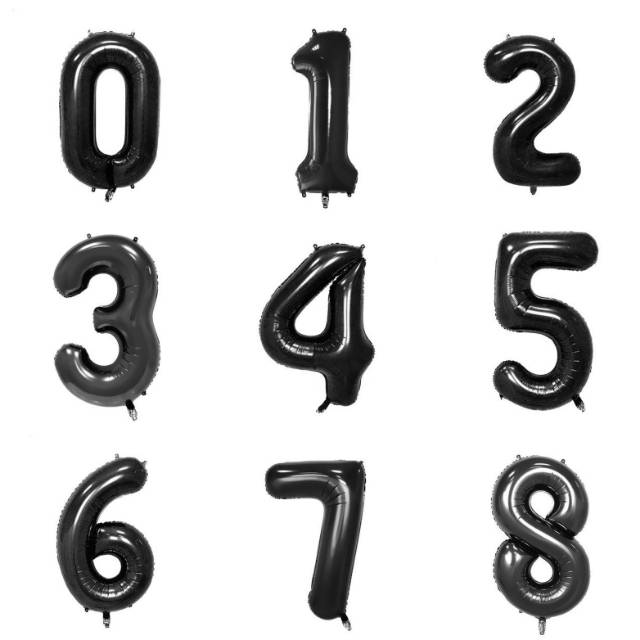 Jual Balon Foil Angka Polos Jumbo 75 cm Warna Black / Hitam | Shopee ...