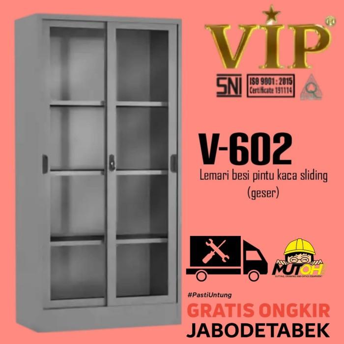 Jual lemari arsip lemari besi pintu kaca sliding geser VIP V-602 | Shopee Indonesia