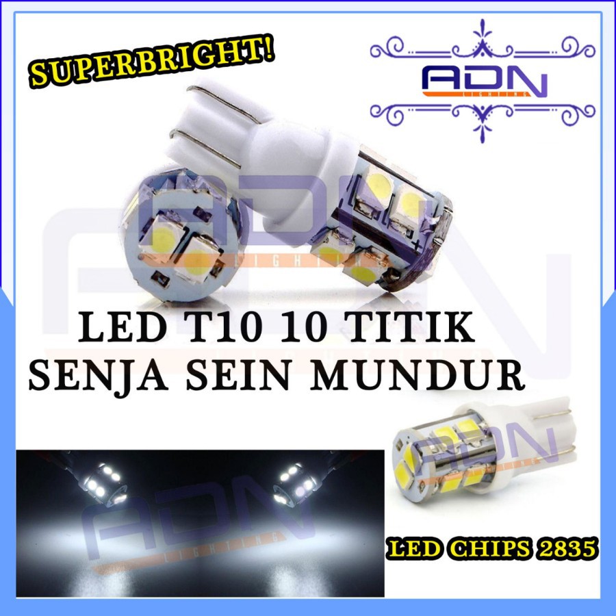 Jual Lampu LED T10 10 Titik Sein Mundur Senja Cabin platnomor mobil ...