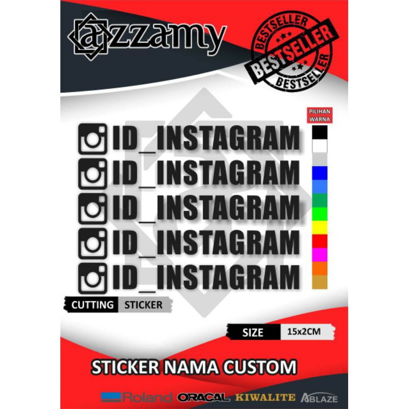 Jual stiker cutting sticker BIKIN CUSTOM STICKER NAMA 1 set 5 pcs Lebar ...
