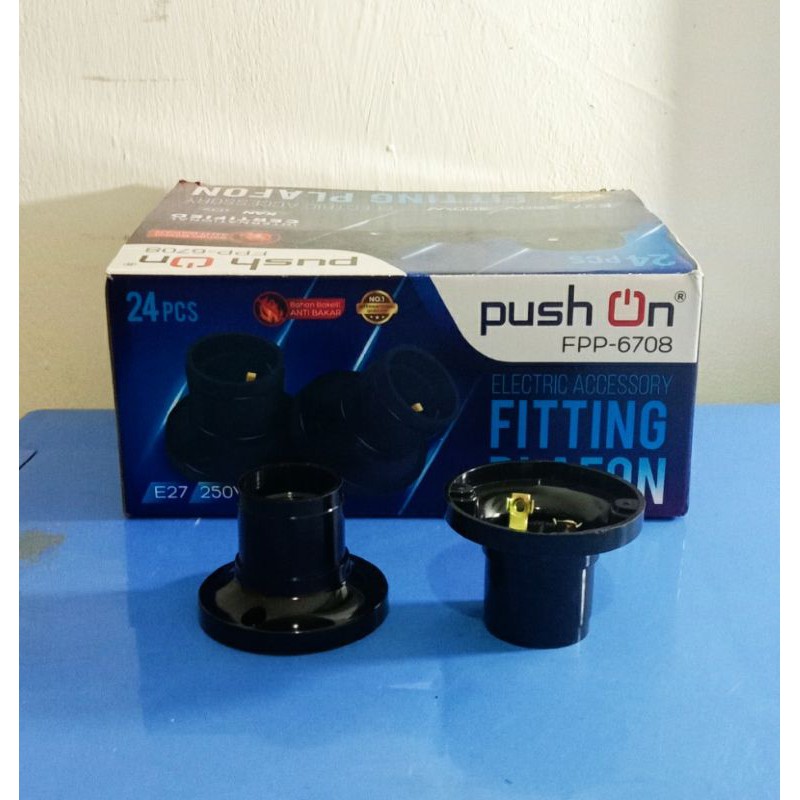 Jual Fiting Lampu Plafon Bulat Hitam Push On | Shopee Indonesia