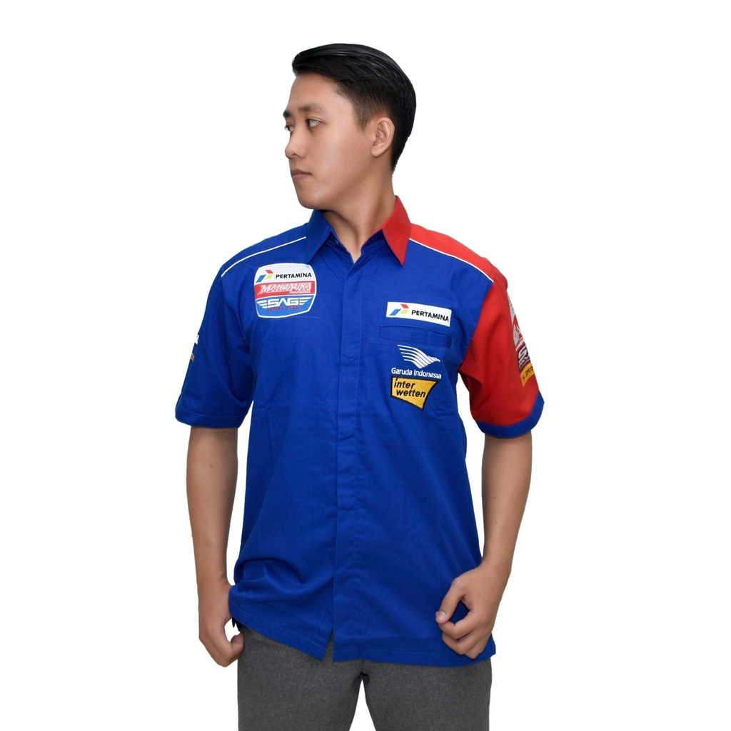 Jual Kemeja Seragam Motogp Pertamina Mandalika Racing Team | Shopee ...