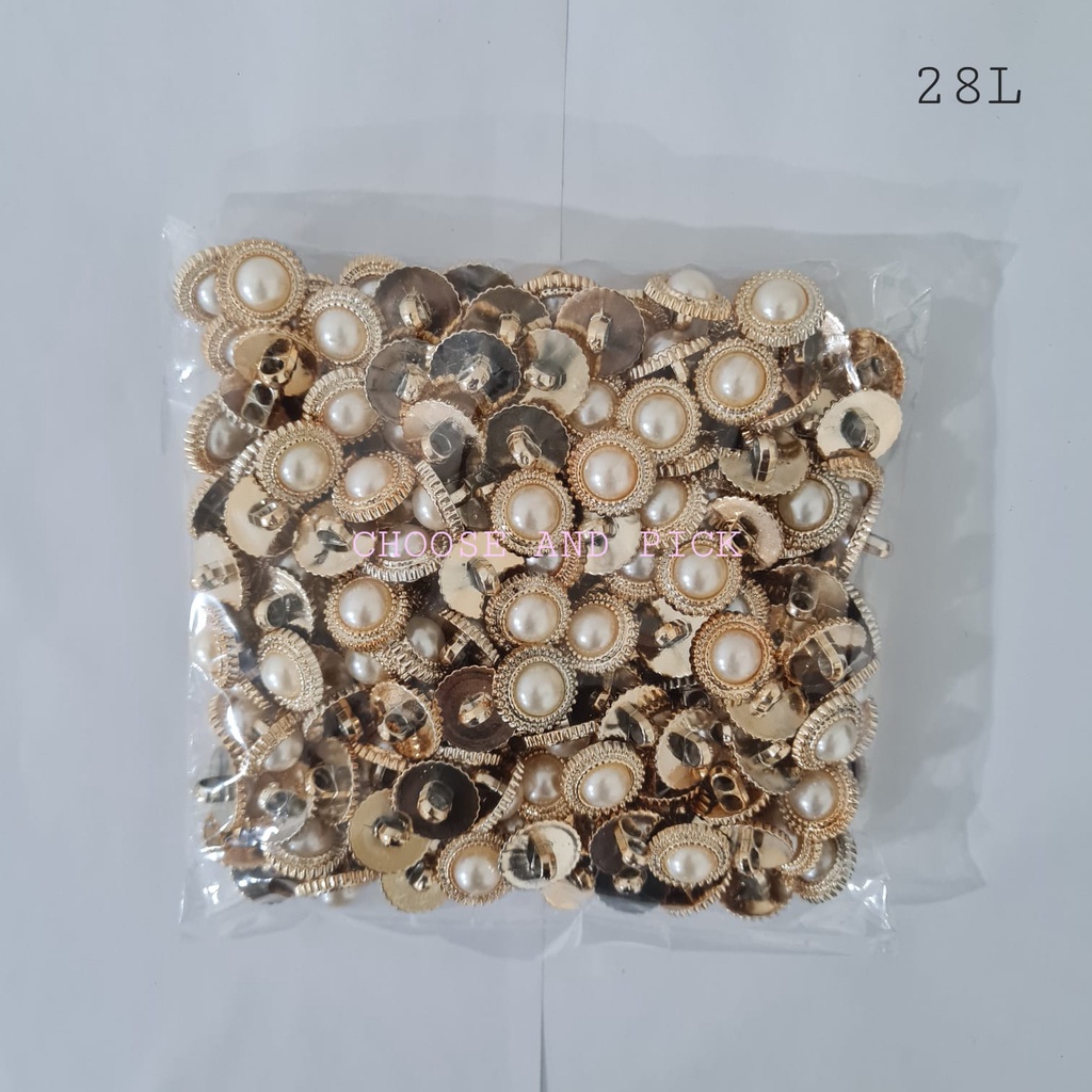 Jual Kancing Baju Motif Mutiara Grigi warna emas / Kancing Gamis Import ...