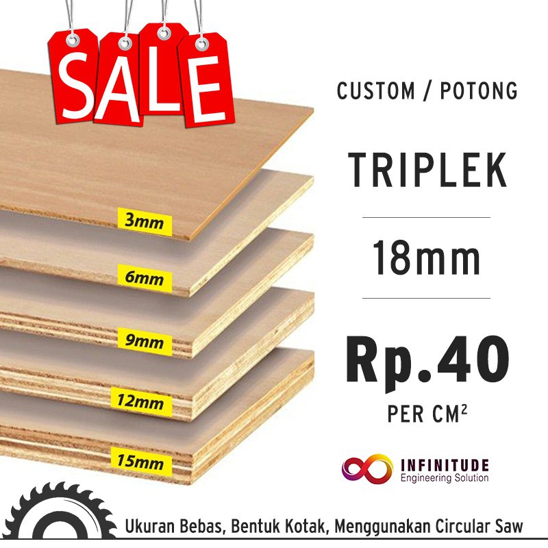 Jual Triplek 18 MM / Potongan Custom / Pemotongan Pakai Circular Saw ...