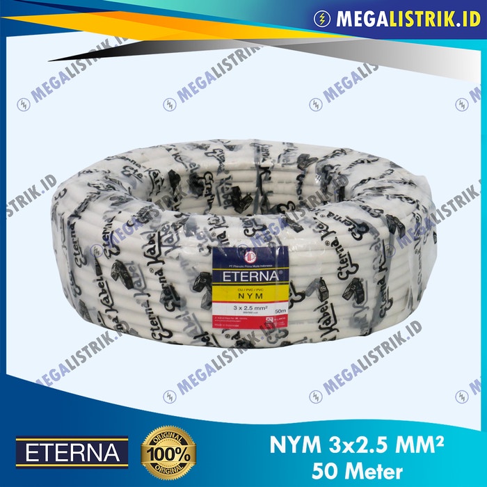 Jual Eterna NYM 3x2.5 ( 50M ) Kabel Listrik Putih Kawat Tembaga 3 X 2.5 MM | Shopee Indonesia