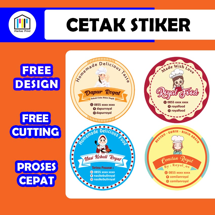 Jual Stiker bulat 5 x 5 cm/Cetak Stiker Makanan/Stiker Logo/Stiker ...
