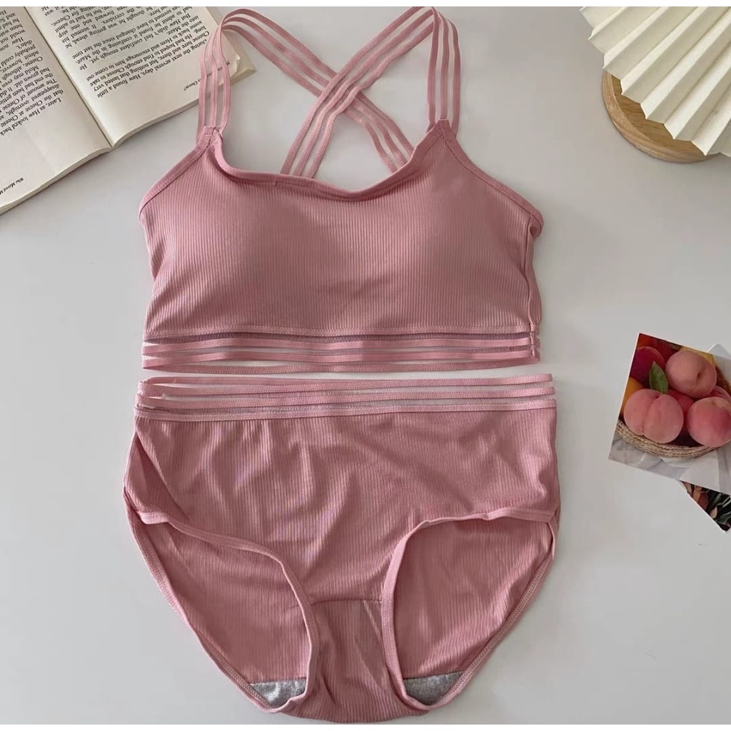 Jual Brasay Bra Set Wanita Bahan Model Tali Silang 1058 | Shopee Indonesia