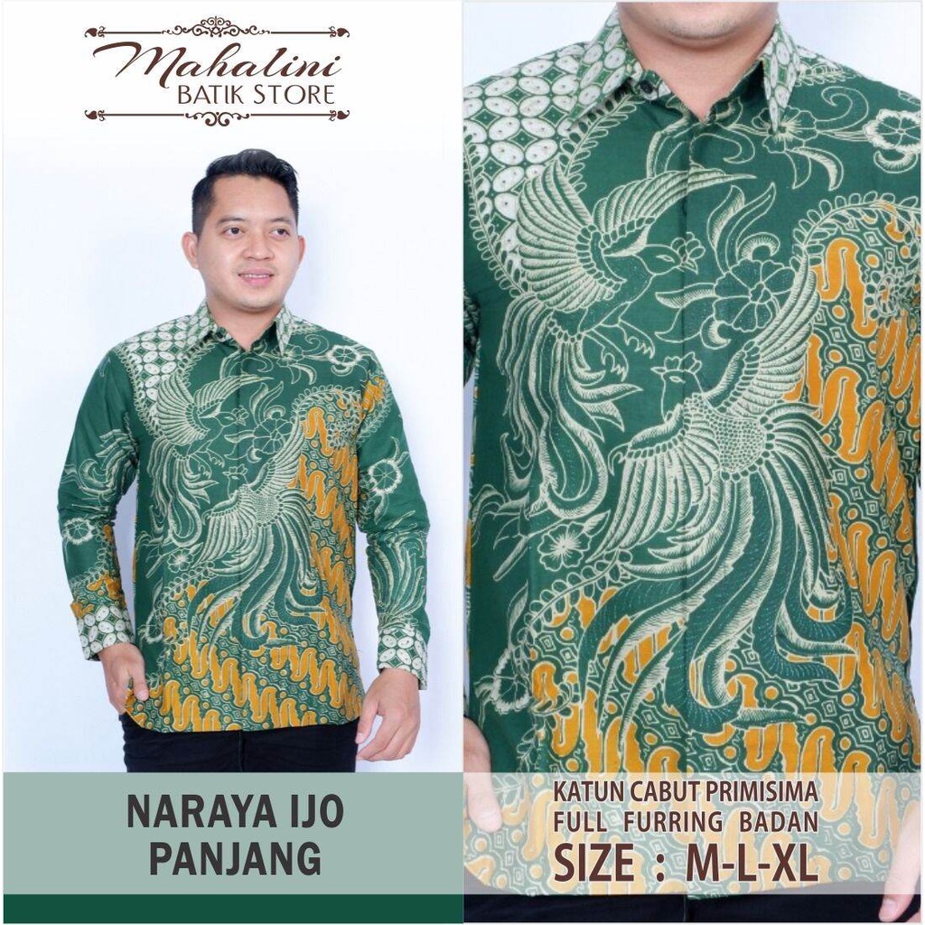 Jual Baju batik lengan panjang warna hijau / kemeja batik hijau terbaru ...