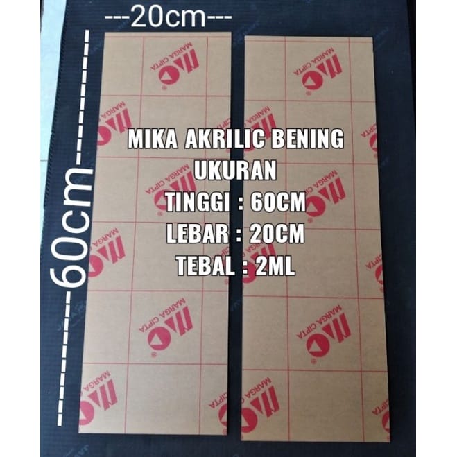 Jual Mika akrilik bening lembaran ukuran panjang 60cm lebar 20cm tebal 2mm | Shopee Indonesia