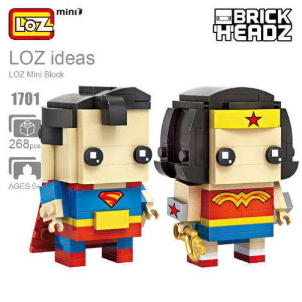 Jual Loz 1701 Mini Brick Headz Superhero Superman dan Wonderwoman ...