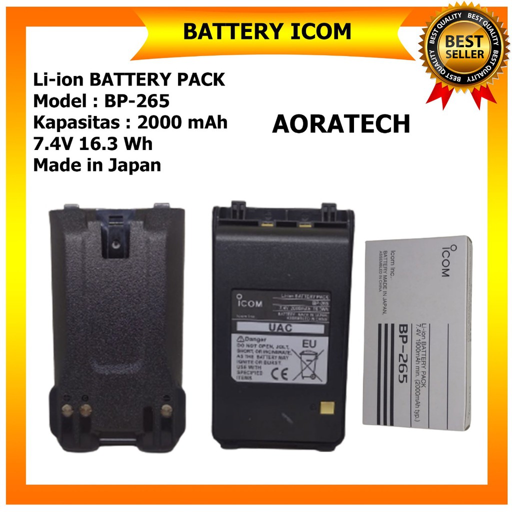 Jual Batre I-Com V80 - V86 Battery ICOM V-80 2000mAh 7.4V BP-265 ...