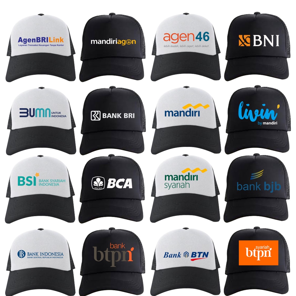 Jual KARIMAKE Topi Agen BRILINK Mandiri BNI 46 BANK BRI MANDIRI BCA BSI ...