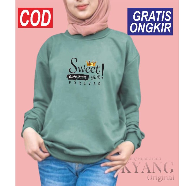 Jual SWEET Kaos wanita Lengan Panjang | Atasan Wanita | Sweatshirt Babyterry ZACKYANG | Shopee ...