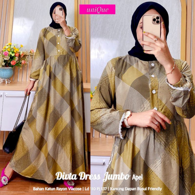 Jual Divta Dress Jumbo by Unique | Shopee Indonesia