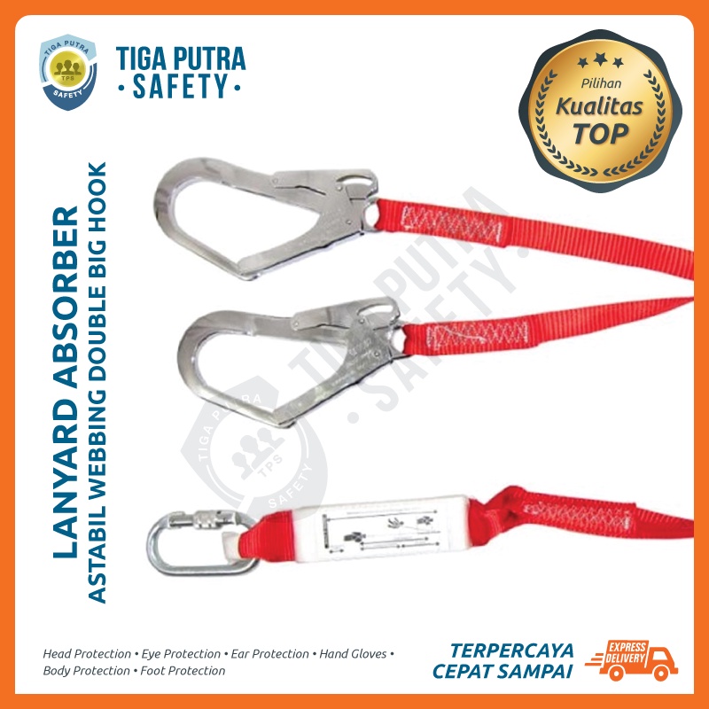 Jual Lanyard Safety Pro EAL 20206 Double Absorber Webbing Big Hook ...