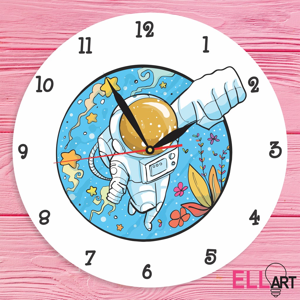 Jual Jam Dinding Kayu Cartoon Space Wall Decor Kartun Anak Dekorasi ...
