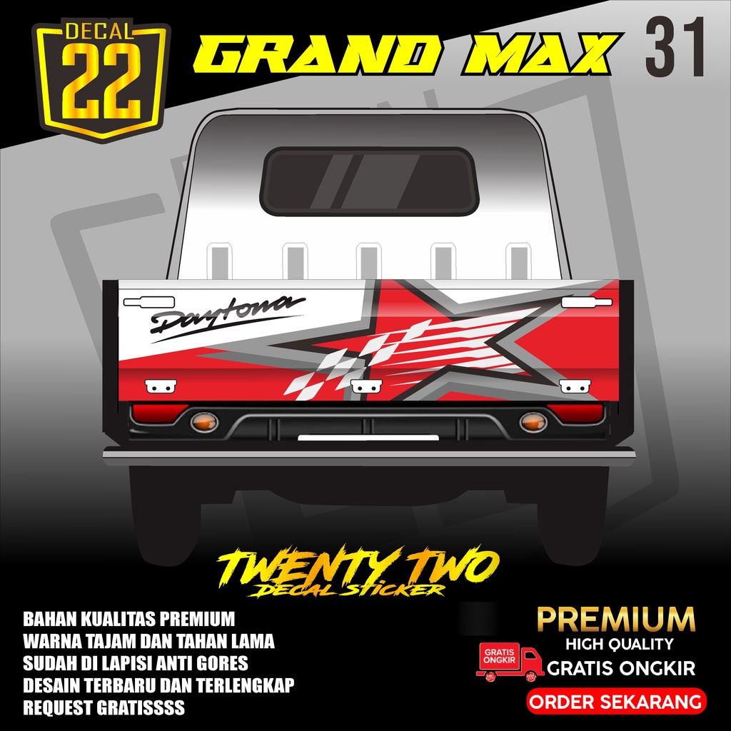 Jual STIKER DECAL PINTU BELAKANG GRANDMAX PICK UP DESAIN RACING KODE 31 ...