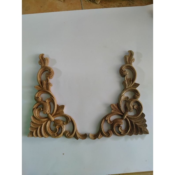 Jual ornamen ukiran tempel kayu jati sudut 19X30cm | Shopee Indonesia