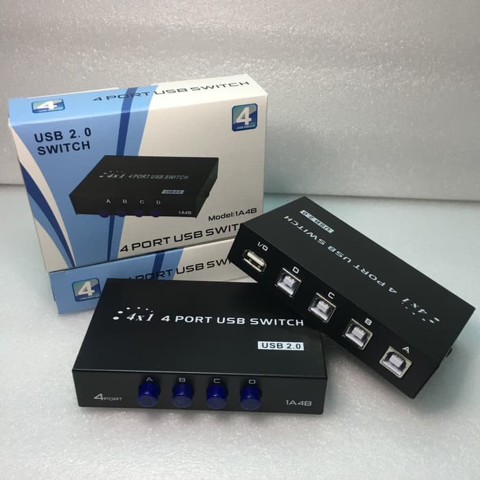 Jual USB SWITCH 4 PORT - MANUAL SWITCH PRINTER 4 PORT - DATA SWITCH 4 PORT | Shopee Indonesia