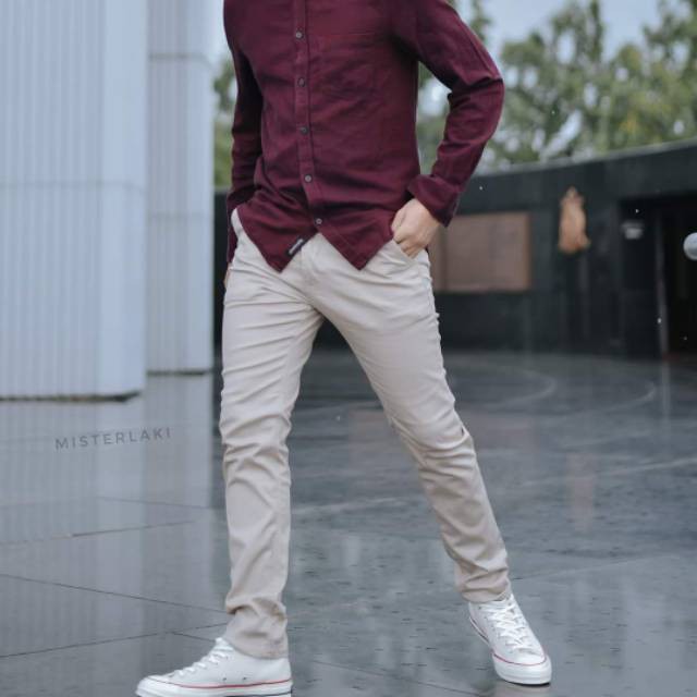 Jual CELANA PRIA CHINO Slim fit Panjang Kerja kantor Santai Liburan Cowok Gentleman Boy Skinny ...
