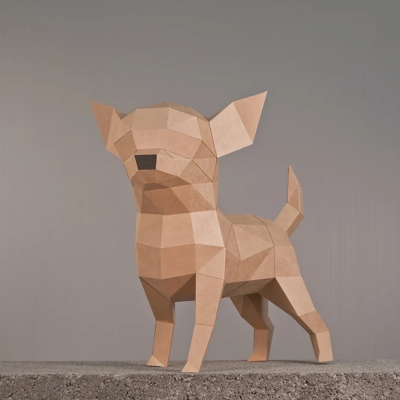 Jual Stand Papercraft Anjing Puppy Series Chihuahua DIY 3D Unik Hadiah ...