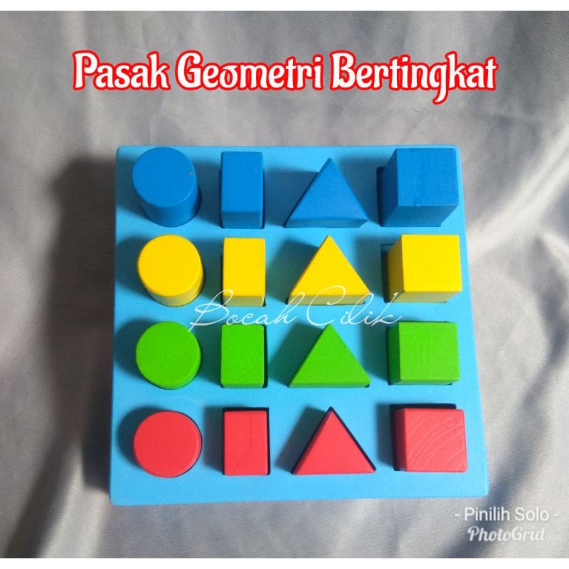 Jual alat peraga edukatif balok kayu kereta kotak pas menara donat ...