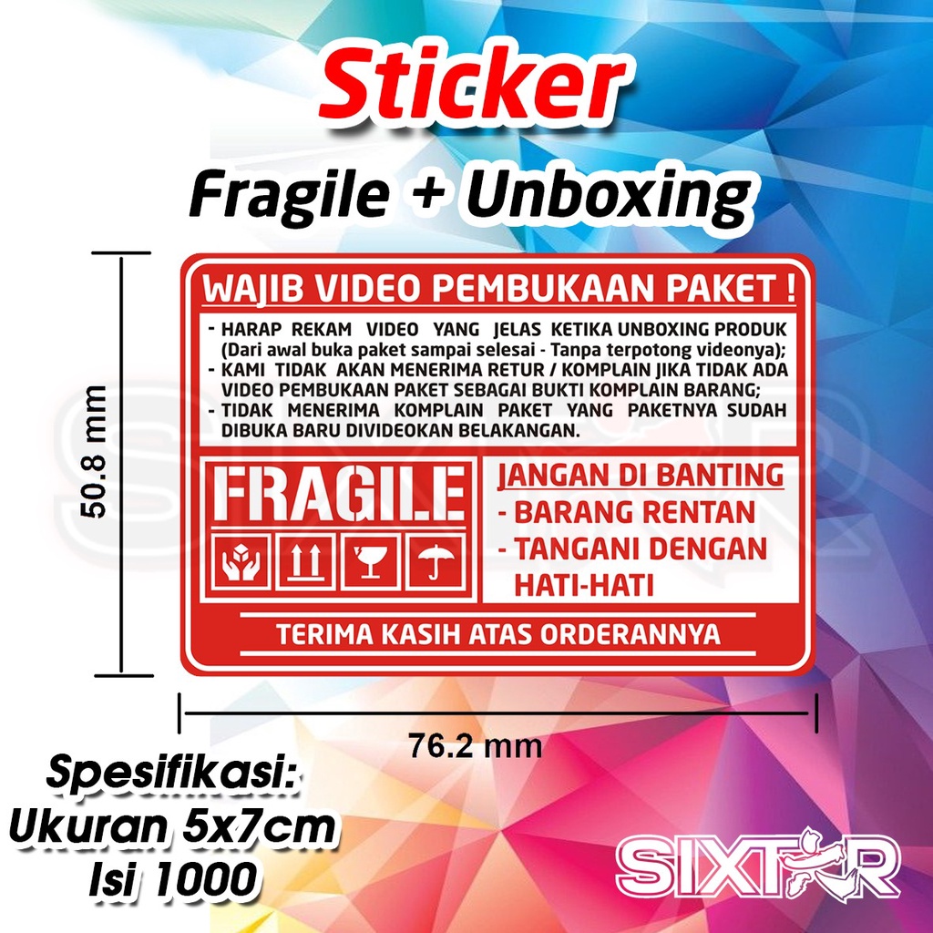 Jual Stiker Fragile Sticker Wajib Video Unboxing Barang Pecah Belah ...