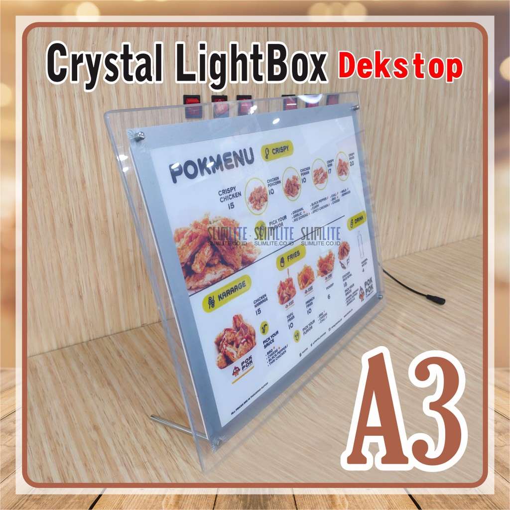 Jual Slimlite Crystal Light A3 Desktop Lightbox Slim LED Box Display ...