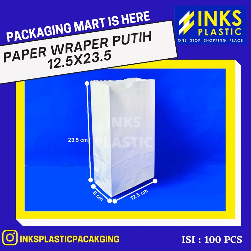 Jual Paper wraper 12,5 x 23,5 cm putih ( 100 pcs ) | Shopee Indonesia