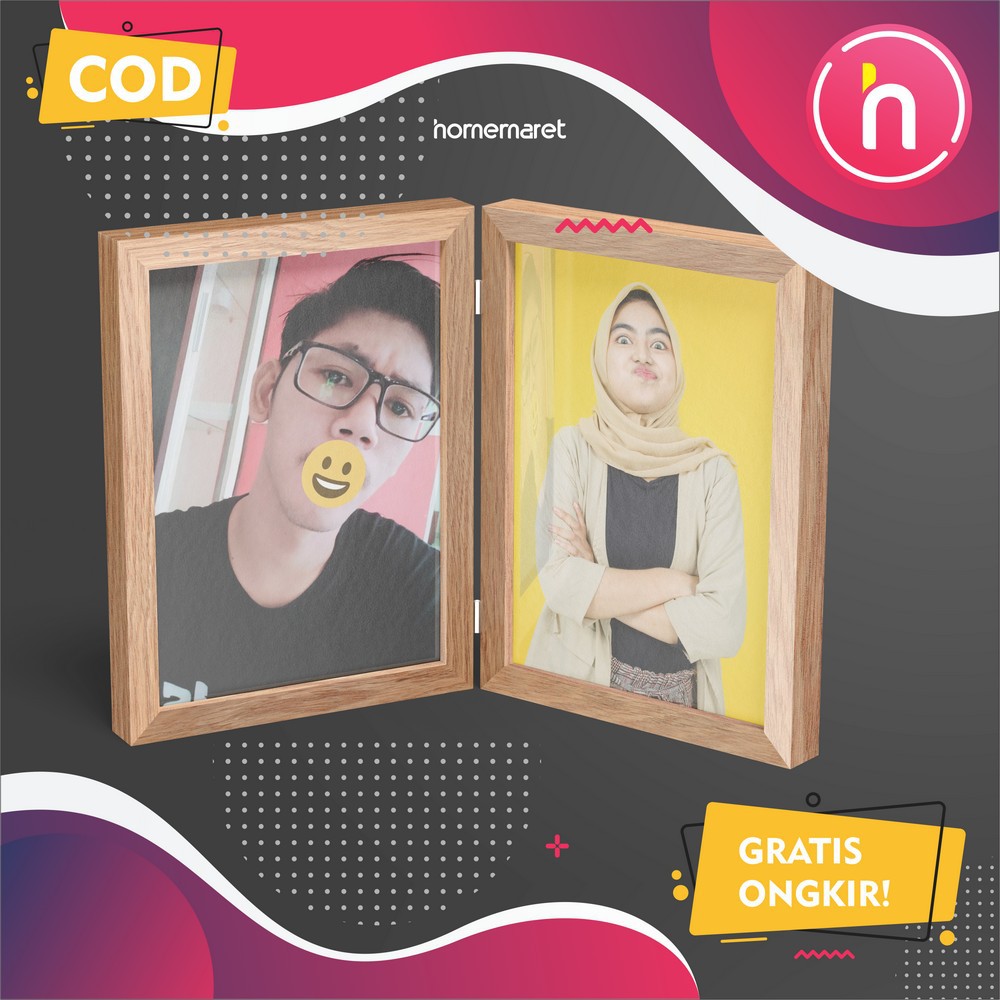 Jual Double Photo Frame Wood - Kado Frame Kayu 3D - Cetak Foto Kayu ...