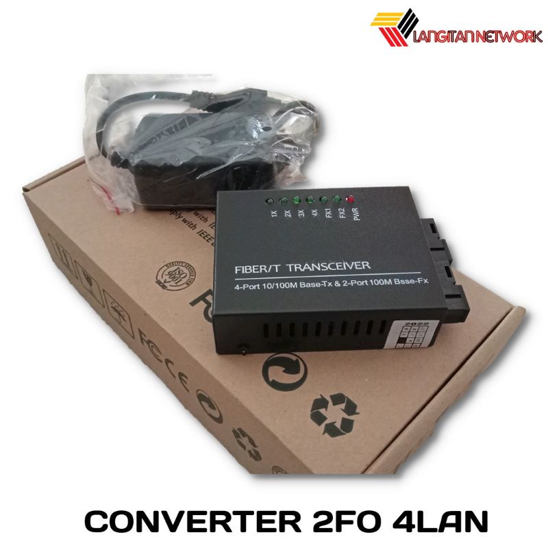 Jual Media Converter 2 Port FO 4 Port LAN 10 100 Fast Ethernet Fiber Optik | Shopee Indonesia