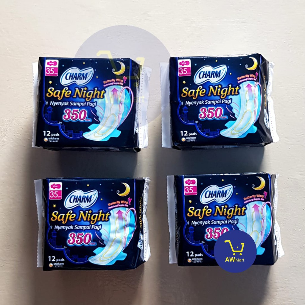 Jual Charm Pembalut 35cm Safe Night 12 pads - SEMUA ADA SAYAPNYA - ANTI ...