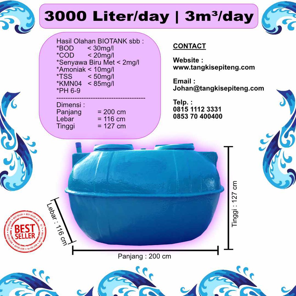 Jual BIOTECH Septic Tank 3000 Liter | 3 m3 | IPAL | Shopee Indonesia