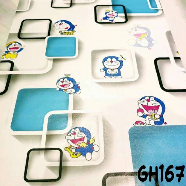 Jual DORAEMON 3D biru Wallpaper sticker dinding karakter timbul ukuran 45 cm x 8 m wallsticker ...