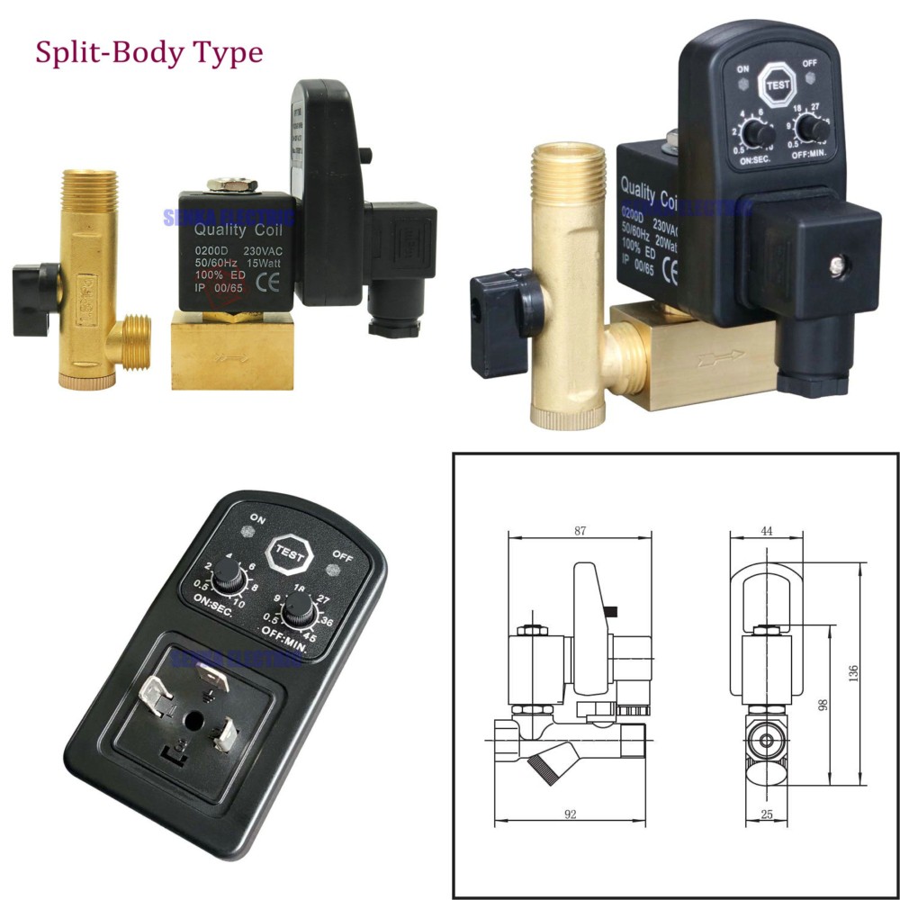 Jual Electric Solenoid Timer Auto Water Valve Split Body Type 1/2 Inch ...