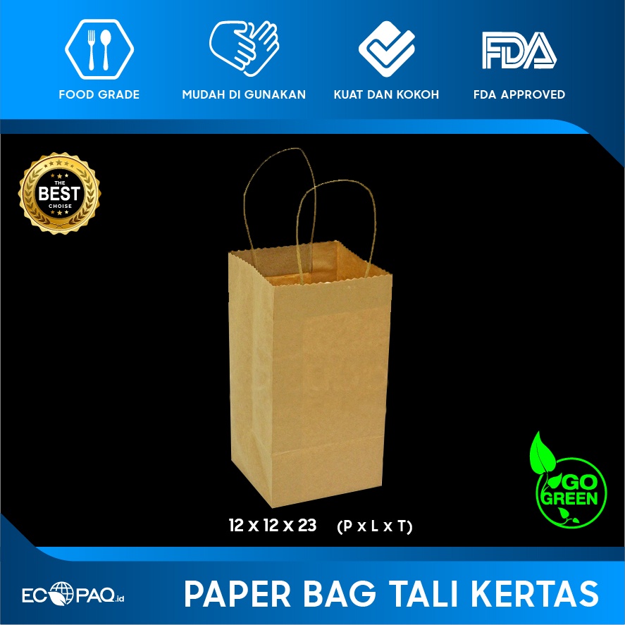 Jual Paper Bag Polos - Paper Bag Tali Kertas | 12x12x23 cm - COKLAT (24 ...