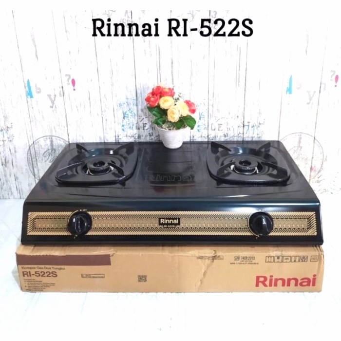 Jual Kompor Gas Rinnai 2 tungku teplon hitam 522s stainless hitam 2 ...