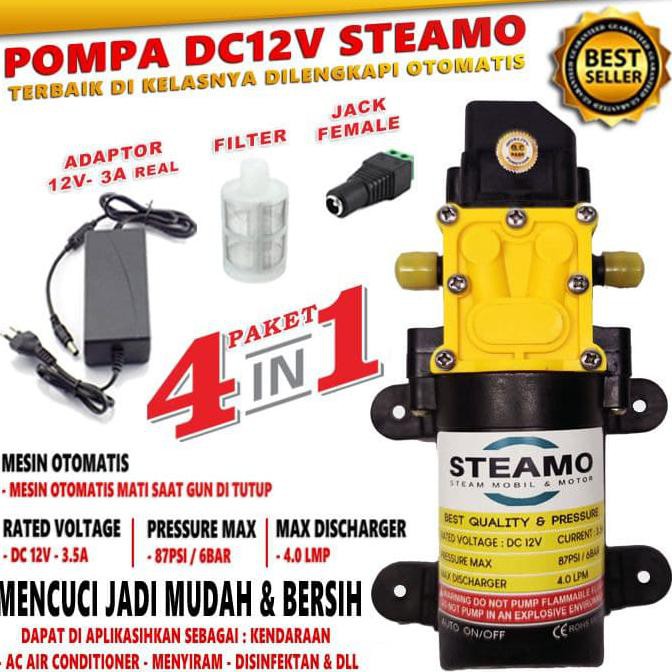 Jual Pompa Air DC 12V + Adaptor + Jack Female + Filter - Alat Cuci ...