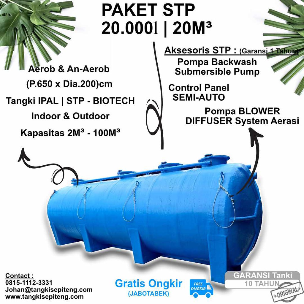 Jual PAKET SYSTEM BIOFILTER STP BIOFIL BIOTECH BIOTANK 20000 Liter ...