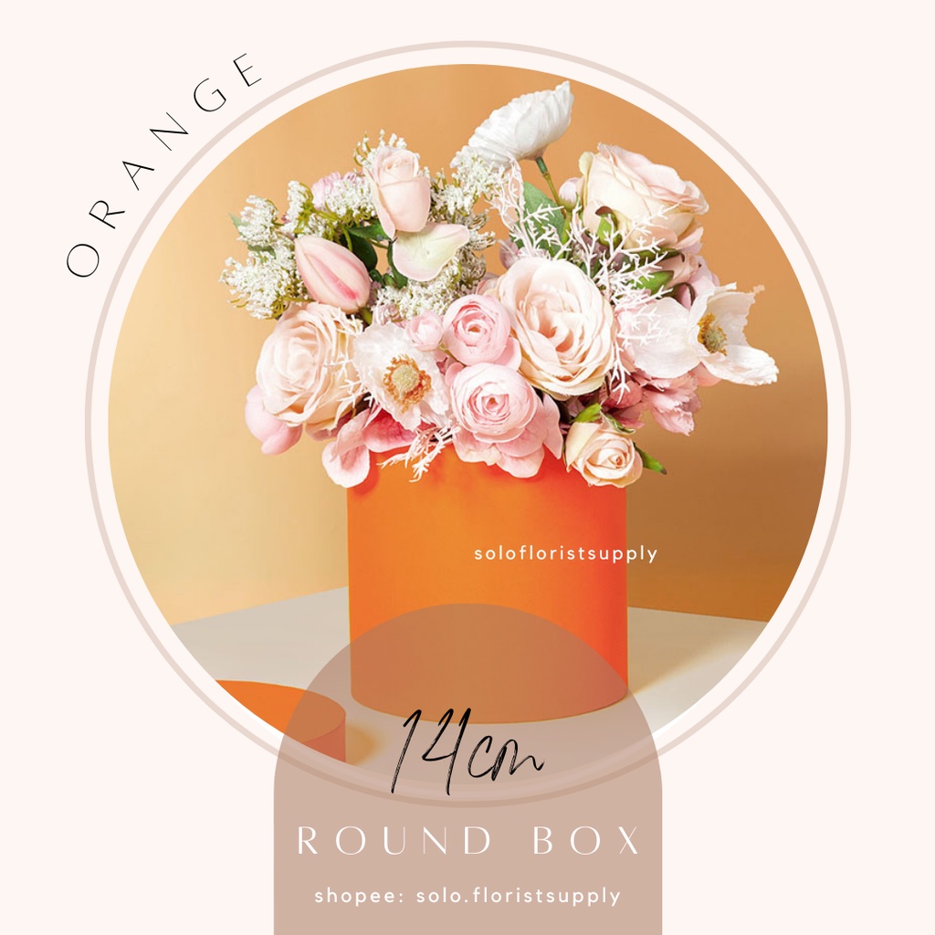 Jual 14CM ROUND FLOWER BOX BUNGA PINK ROSEGOLD GOLD BLACK WHITE ORANGE ...
