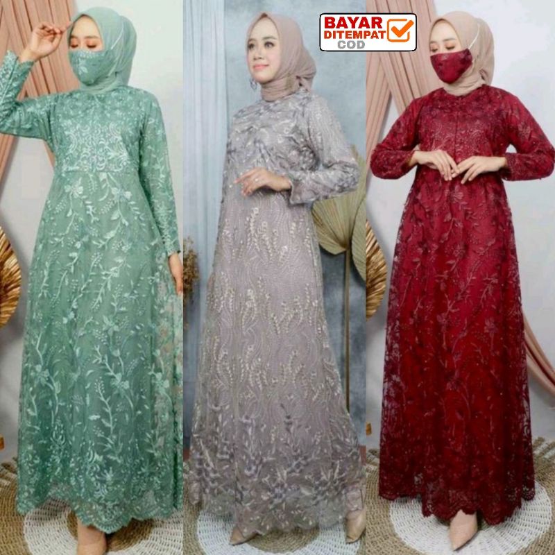Jual Gamis Pesta / Gamis Maxi Brokat / Gamis Tile / Gamis Jumbo / Maxi Dress / Baju Muslim ...