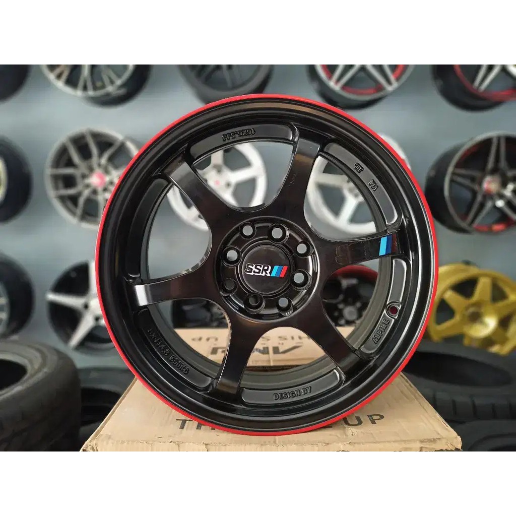 Jual Velg Mobil SSR Ring 16x7.0 Pcd 4x100/114.3 Black Red Line Jazz ...