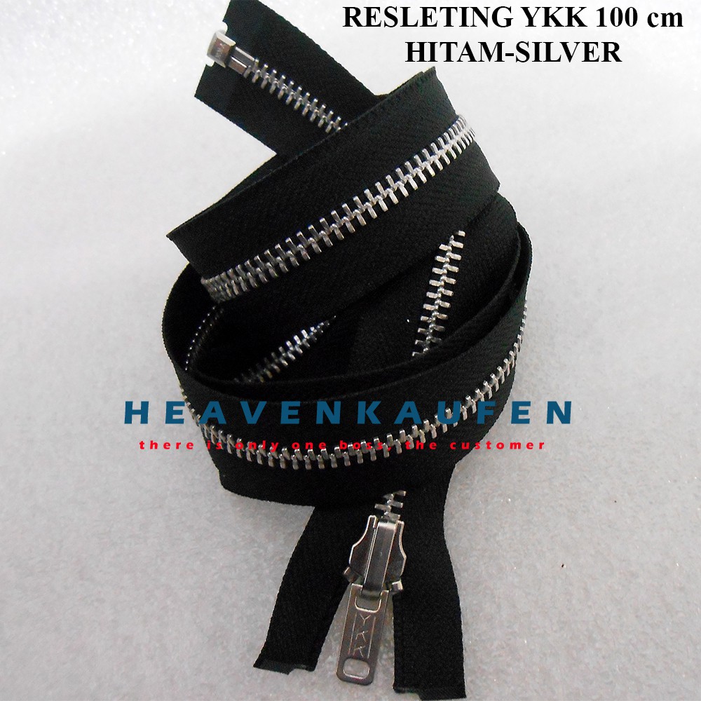 Jual Resleting YKK 100 cm/1 meter Hitam Silver Bolak-Balik | Shopee ...