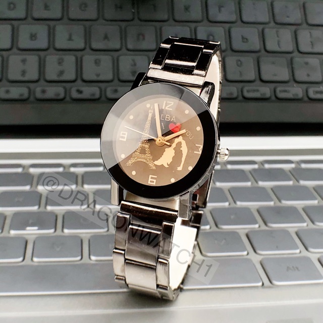 Jual [Ready Stock]Jam tangan wanita rantai hitam kaca cokelat ready ...