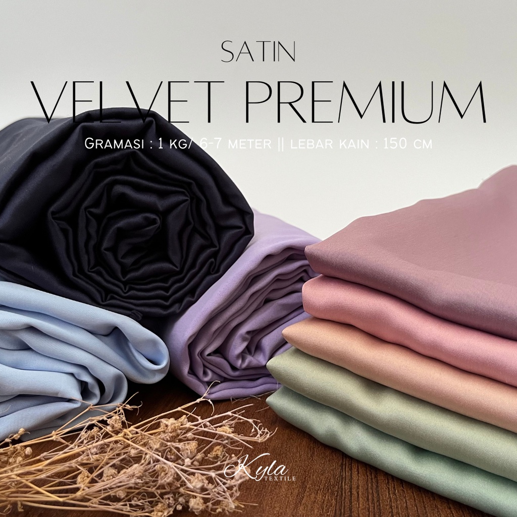 Jual 1/2 METER KAIN SATIN VELVET PREMIUM/BAHAN KEBAYA/BAHAN SERAGAMAN ...